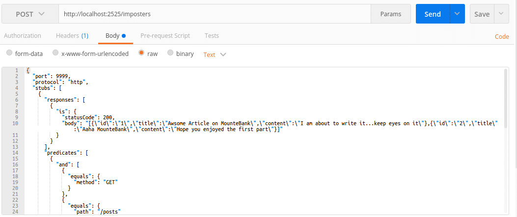 Part 2: Mocking a RESTful Microservice in MounteBank